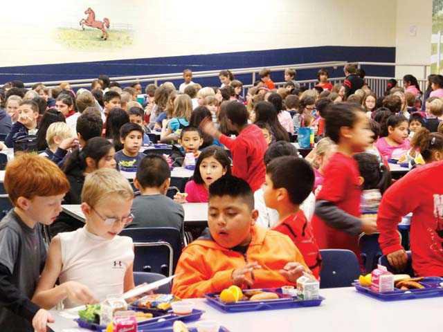 crowded school cafeteria