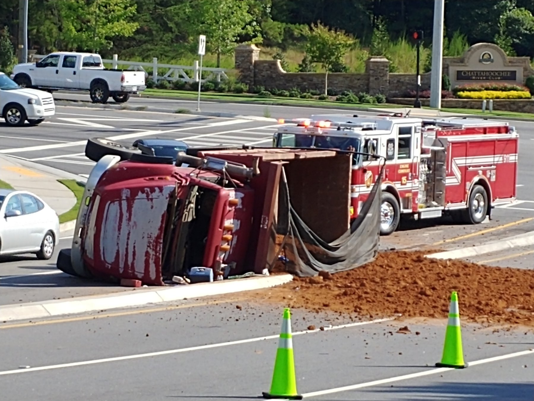 One Person Hospitalized After Overturned Dump Truck On Buford Hwy