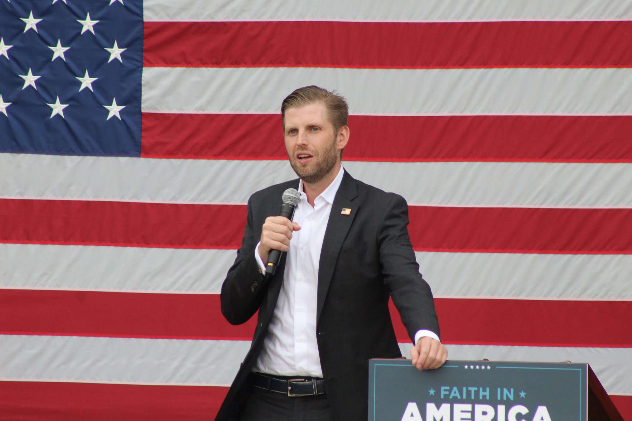 Eric Trump, Gov. Kemp campaign in Forsyth County at Evangelicals for ...