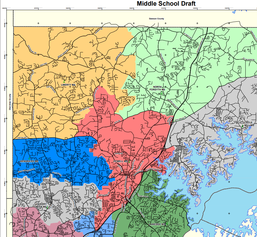 Drafts of redistricting plans for Hendricks Middle, East Forsyth High ...